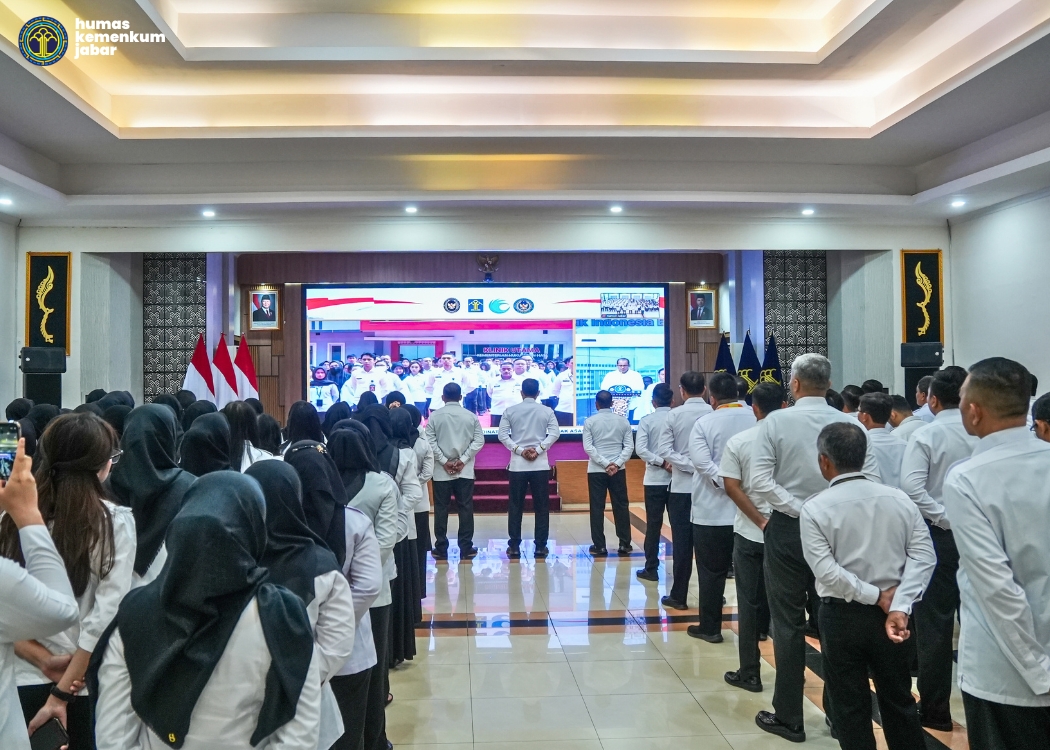 Jajaran Kanwil Kemenkum Jawa Barat Ikuti Apel Pagi Bersama ASN di lingkungan Kementerian ...